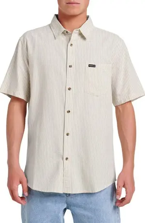 Quiksilver Oxford Stripe Classic Short Sleeve Button-up Shirt - Moonstruck