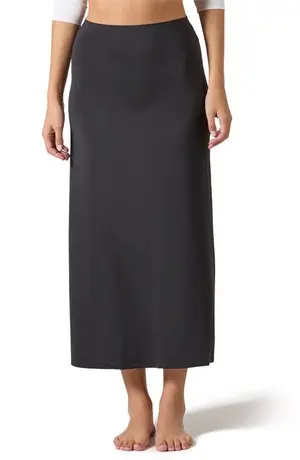 MEMOI Bonded Maxi Slip Skirt - Black