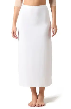 MEMOI Bonded Maxi Slip Skirt - White