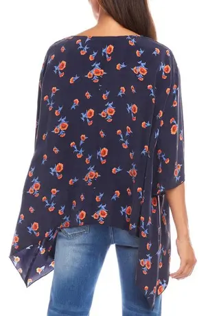 Karen Kane Floral Print Flare Hem Top
