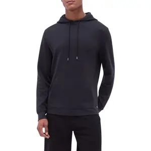 Bugatchi Cotton & Modal Blend Pullover Hoodie - Black