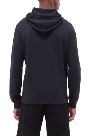 Bugatchi Cotton & Modal Blend Pullover Hoodie - Black