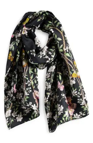 Echo Spring Unfolding Silk Oblong Scarf - Black