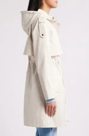 Sam Edelman Hooded Longline Jacket - Linen