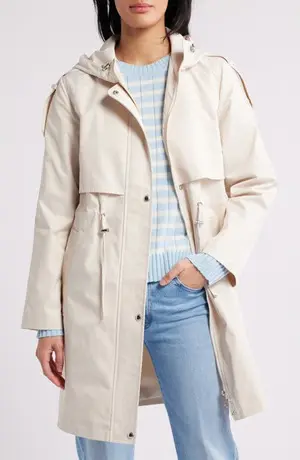Sam Edelman Hooded Longline Jacket - Linen