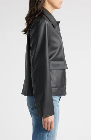 Sam Edelman Faux Leather Swing Jacket - Black