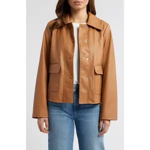 Sam Edelman Faux Leather Swing Jacket - Saddle