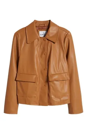 Sam Edelman Faux Leather Swing Jacket - Saddle