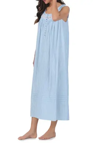 Eileen West Sleeveless Cotton Ballet Nightgown - Blue