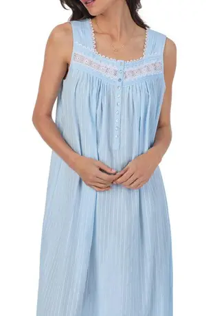 Eileen West Sleeveless Cotton Ballet Nightgown - Blue