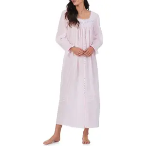 Eileen West Long Sleeve Cotton Dobby Nightgown - Blush