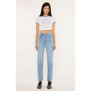 KANCAN High Rise Straight Leg Jeans - Medium Wash