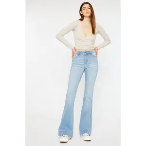 KANCAN High Rise Flare Jeans - Light Wash
