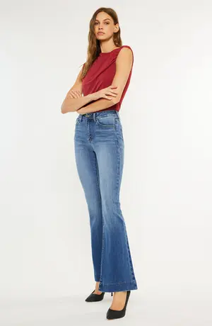 KANCAN High Rise Flare Jeans - Medium Wash