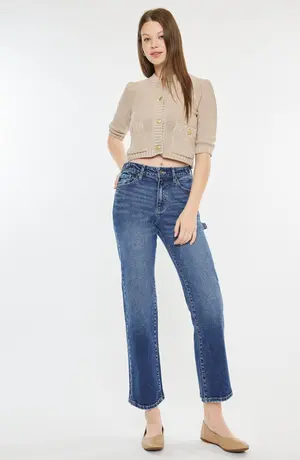 KANCAN Ashley High Rise Straight Leg Jeans - Medium Wash