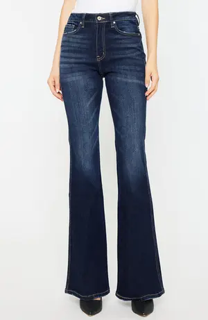 KANCAN Luke High Rise Flare Jeans - Dark Wash