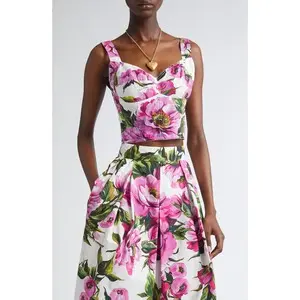 Dolce & Gabbana Peony Print Bustier Top