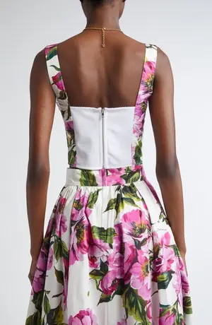 Dolce & Gabbana Peony Print Bustier Top