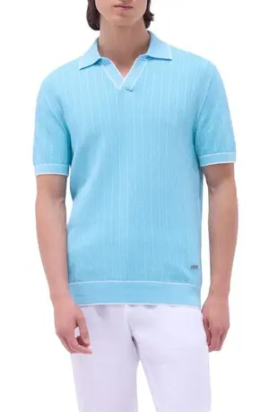 Bugatchi Johnny Collar Rib Polo - Turquoise