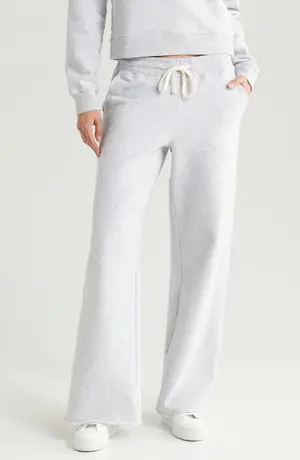 Marine Layer Cloud Nine Wide Leg Fleece Pants - Heather Grey