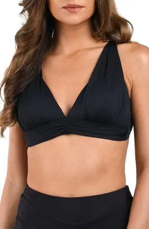 La Blanca Shirred Bikini Top - Black