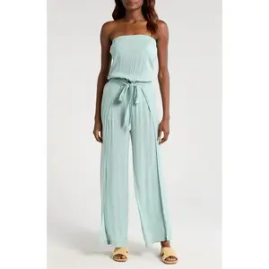 Elan Elan Strapless Jumpsuit Teal Light
