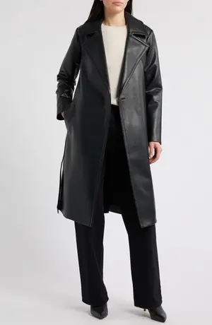 Michael Kors Long Faux Leather Trench Coat