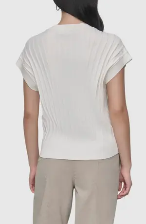 Dkny Ribbed Short Sleeve Sweater