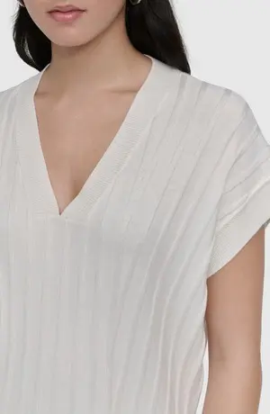 Dkny Ribbed Short Sleeve Sweater
