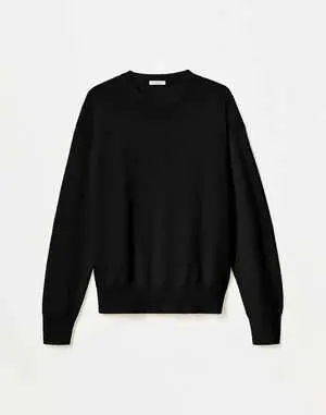 Lafayette 148 New York Petite Cotton-silk Crewneck Sweater - Black