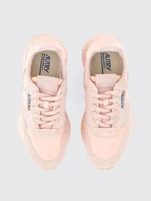 AUTRY Reelwind Nylon And Suede Lace-up Sneakers With Serrated Sole - Pink