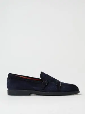 Santoni Suede Monk Strap Loafers - Blue