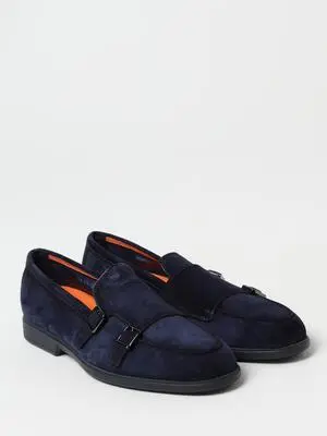 Santoni Suede Monk Strap Loafers - Blue