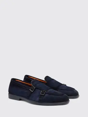Santoni Suede Monk Strap Shoes - Blue