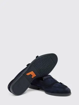 Santoni Suede Monk Strap Shoes - Blue