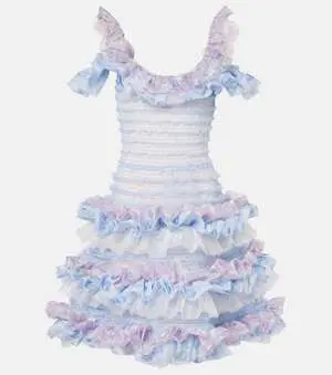 SUSAN FANG Printed Smocked Minidress