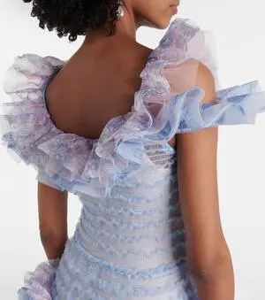 SUSAN FANG Printed Smocked Minidress