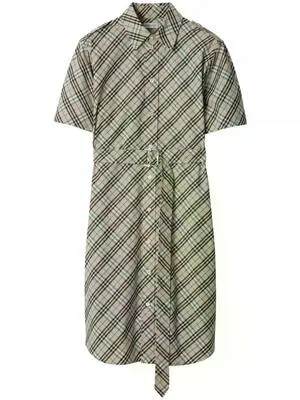 Burberry Check Cotton Shirt Dress - Neutrals