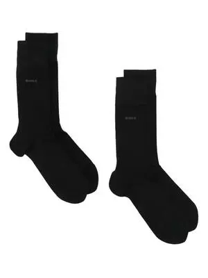 BOSS Intarsia-knit Logo Socks - Black
