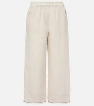 Brunello Cucinelli Cropped Wide-leg Linen Pants