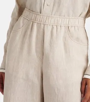 Brunello Cucinelli Cropped Wide-leg Linen Pants