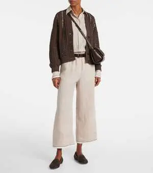 Brunello Cucinelli Cropped Wide-leg Linen Pants