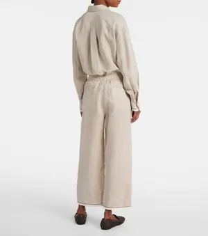 Brunello Cucinelli Cropped Wide-leg Linen Pants