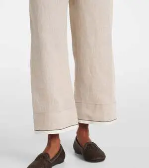 Brunello Cucinelli Cropped Wide-leg Linen Pants