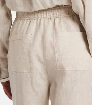 Brunello Cucinelli Cropped Wide-leg Linen Pants