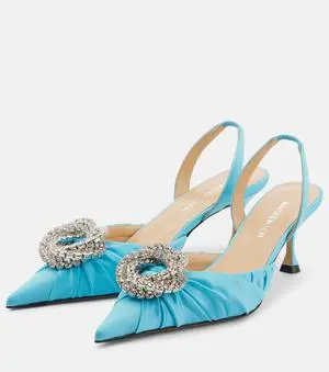 Mach & Mach Galaxy 65 Satin Slingback Pumps - Blue