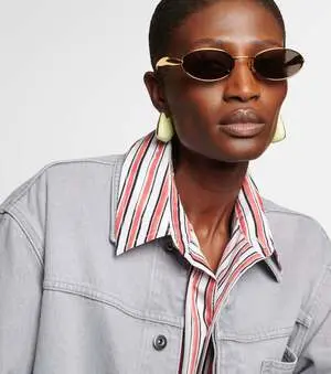 Bottega Veneta Sardine Oval Sunglasses - Gold