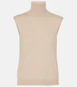 Loro Piana Cashmere Turtleneck Top - Beige