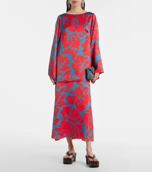 Dries Van Noten Floral Pencil Skirt - Red