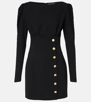 Alessandra Rich Wool-blend Crêpe Minidress - Black